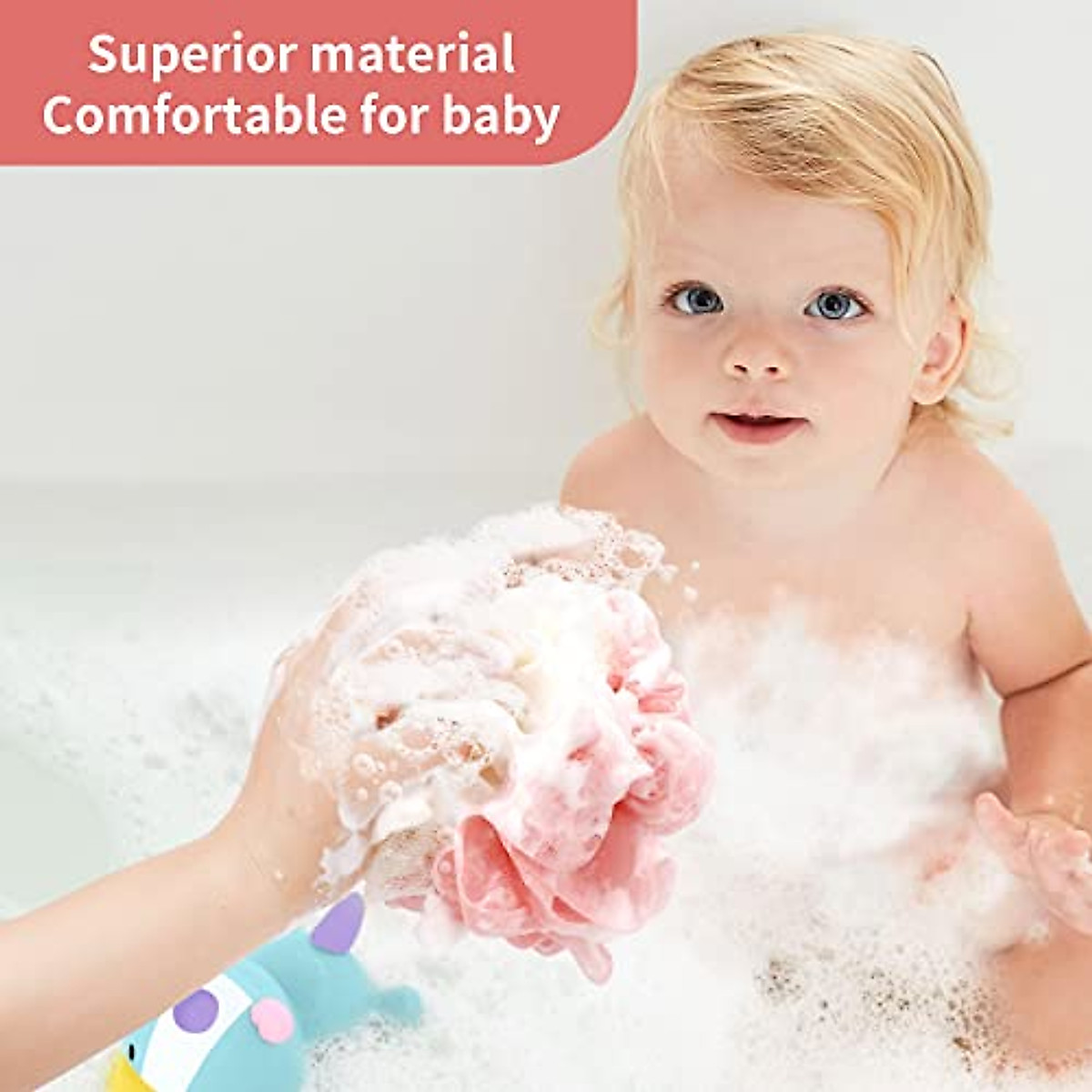 FARMOGA Bath Loofah Sponge Body Scrubber Shower Sponge Exfoliating Mesh Pouf Shower Ball Bath Sponges for Women and Men Bathing Accessories (4Pack 50G Dual Color)