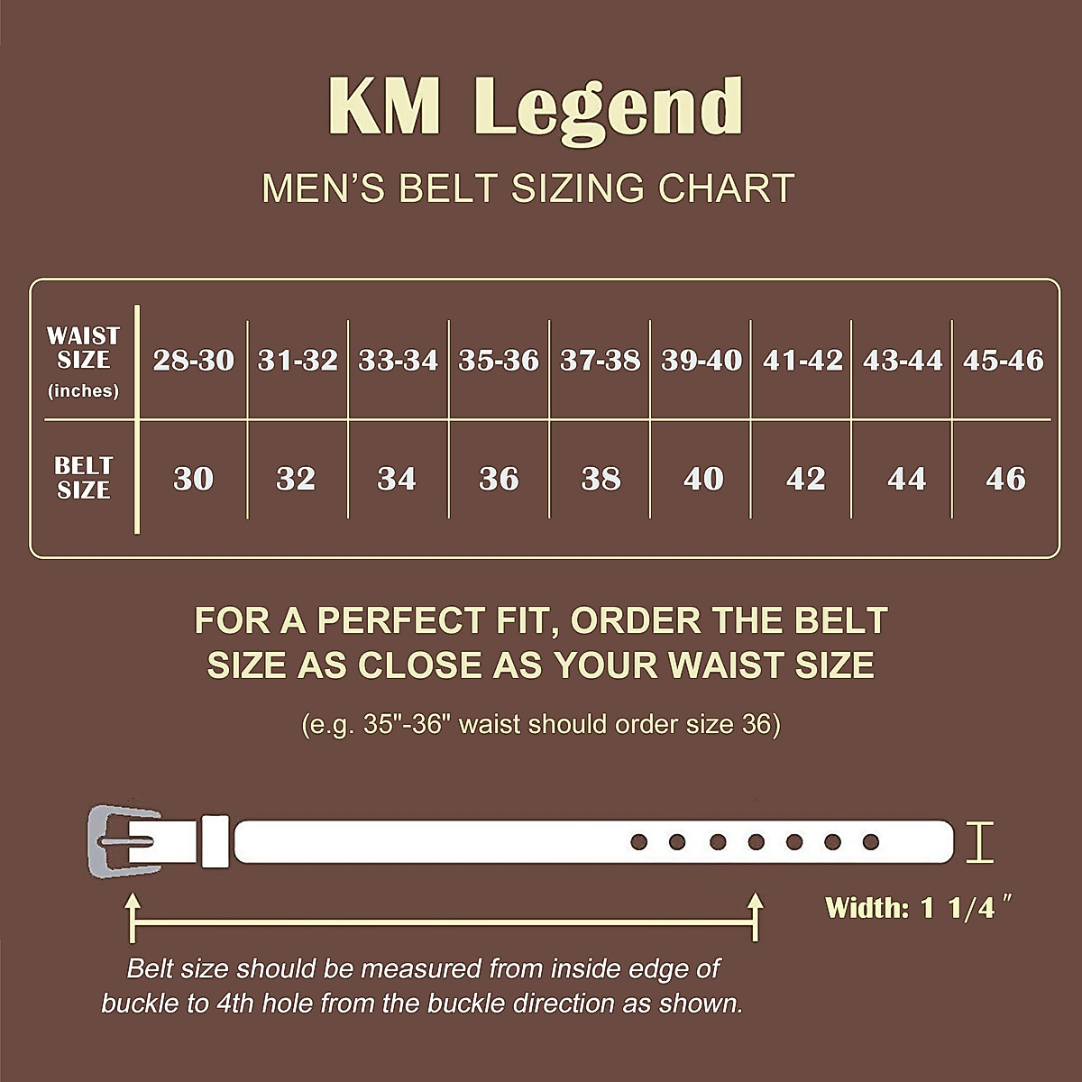 KM Legend Men's Genuine Leather Dress Belt with Premium Quality - Classic & Fashion Design for Work Business and Casual (esBrown, 34)