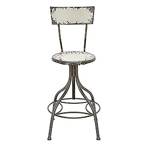 Deco 79 Metal Bar Stool with Backrest, 18" x 18" x 41", Beige