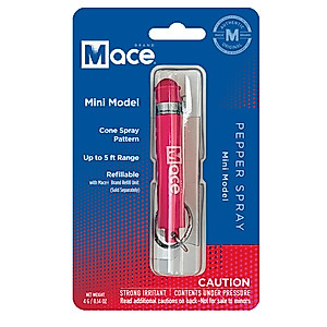 Mace Brand KeyGuard Mini Pepper Spray, Pink, 2-Pack – Accurate 5’ Powerful Pepper Spray Keychain for Women & Men – Refillable Spray, Flip-Top Safety Cap for Fast Access – Easy to Use, Made in The USA