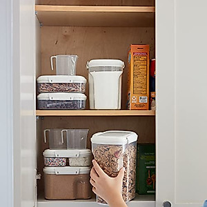 Sistema Flour and Sugar Storage Containers for Pantry with Lids and Measuring Cup, Dishwasher Safe, 10.2-Cup, White