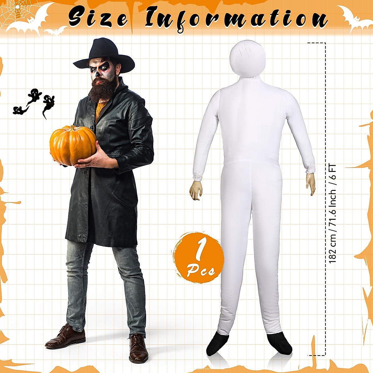 Liliful 6 ft Tall Posable Christmas Santa Claus Decor Life Size Soft Stuffed Bendable Mannequin with Hands Yard Decorations for DIY Halloween House Prop Display