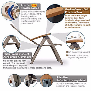 Sunairsz Folding Chair, Indoor & Outdoor Balcony, Patio Porch, Garden Lawn, Pool, for Comfortable Ivory White Foldable Chairs, Portable Cozy Recliner, Metal Frame, Heavy Duty Durable