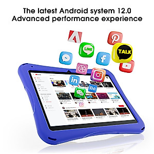 SGIN 10 Inch Tablet for Kids, Android 12 Kids Tablet with Kids Case, 2GB RAM 64GB ROM, 5000mAh, 1280 * 800 Display, Dual Camera, WiFi, Educational Games, Yellow Butterfly Handle