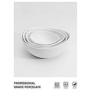 Sweese Porcelain Serving Bowls for Entertaining, 10-18-28-42 Ounce, Microwave & Dishwasher Safe, Large Serving Dishes, Prep Salad Bowls for Thanksgiving Christmas, White