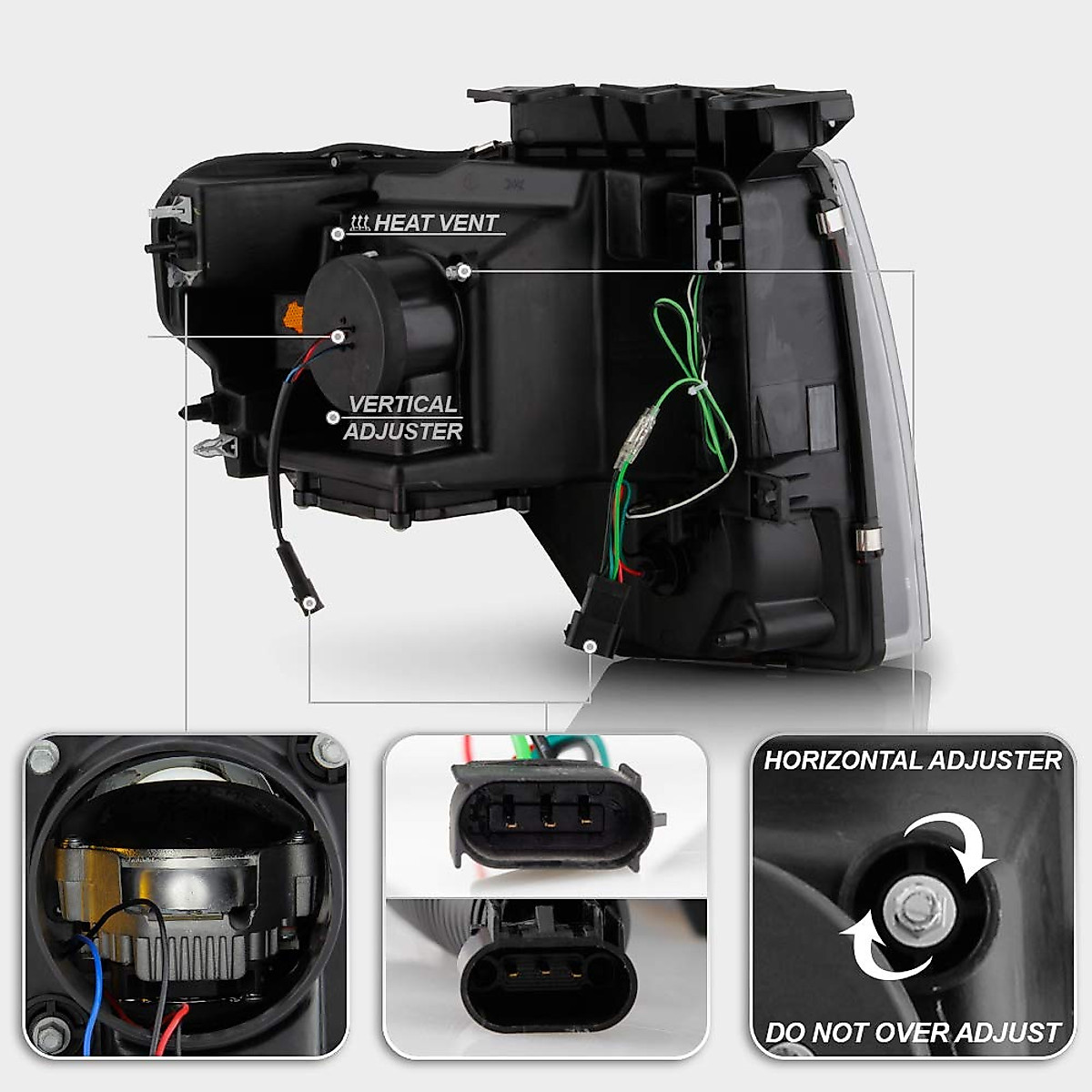 ACANII - For [HID/Xenon Model] 2013-2014 Ford F150 Truck LED Signal Built-In Low/High LED Projector Headlights Headlamps