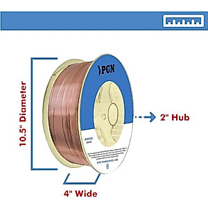 PGN Solid MIG Welding Wire - ER70S-6-0.035 Inch, 44 Pound Spool - Mild Steel MIG Wire with Low Splatter and High Levels of Deoxidizers - For All Position Gas Welding
