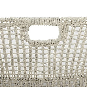 CosmoLiving by Cosmopolitan Cotton Rectangle Storage Basket with Handles, 19" x 16" x 10", White
