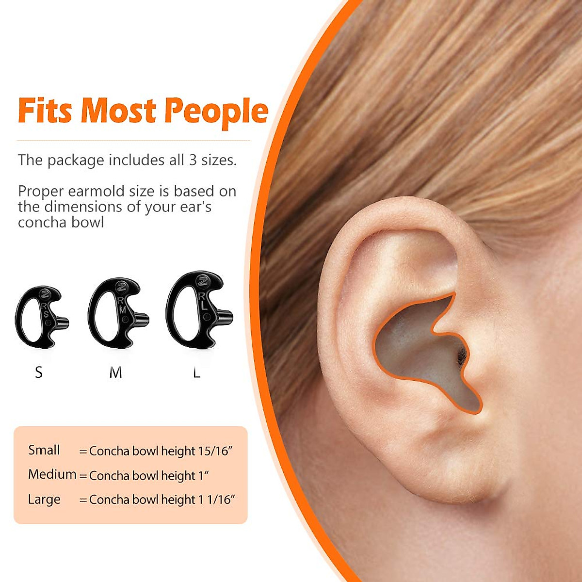 Zeadio 8-Pair Radio Earpiece, Soft Silicone Earmould Earbud Earplug for Walkie Talkie Acoustic Earpiece Headset, Two-Way Radio Coil Tube Audio Kits - Black