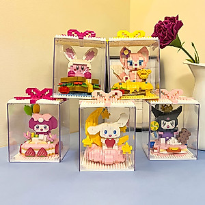 Building Blocks Street View Cute Cartoon Building Sets Toys Micro Building Dust-Proof Included Pet Blocks Kit for Age 6-12 (Petit Cake)