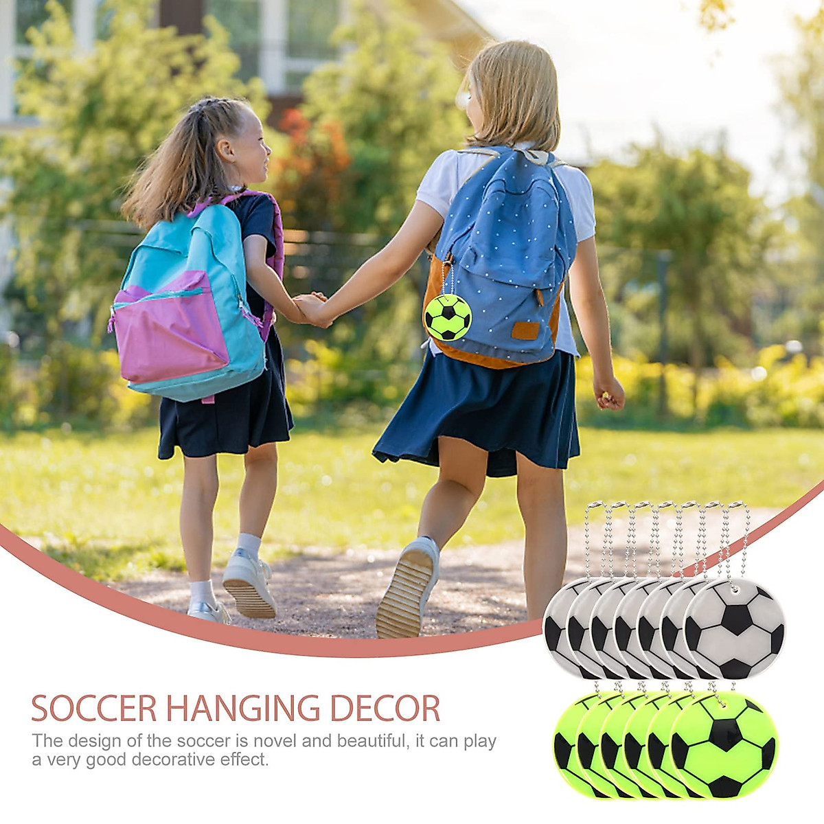 Kisangel 12pcs Reflector Pendant Child Safety Reflector Backpack Pendant Schoolbag Keychain Backpack Reflectors Soccer Hanging Decor School Bag Hanging Ornament