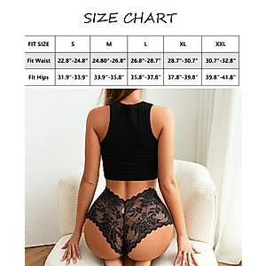 Knowyou Women's Underwear Sexy V-Waist Shorts Underwear for Women Lace High Waist Cheeky Panties 5 Pack-A-M