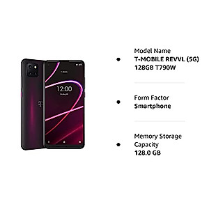 T-MOBILE REVVL (5G) 128GB T790W (T-Mobile/Sprint Unlocked) 6.53" Display Smartphone - Nebula Black (Renewed)