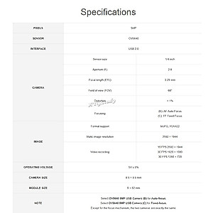 OV5640 5MP USB Camera Sensor 2592x1944 Driver-Free USB Interface for Raspberry Pi 4 3 and Jetson Nano PC etc @XYGStudy
