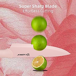 KATISUN Kitchen Knife Set with Guards, 13 Piece Pink Non-Stick Boxed Knives Set, Anti-Rust and Dishwasher Safe, 6 Knives with 6 Blade Covers and Kitchen Shears