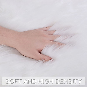 uxcell Faux Fur Round Rug,Fluffy Area Mat,Fluff Rugs for Bedroom Floor Sofa Living Room 2 x 2 Feet Snow White