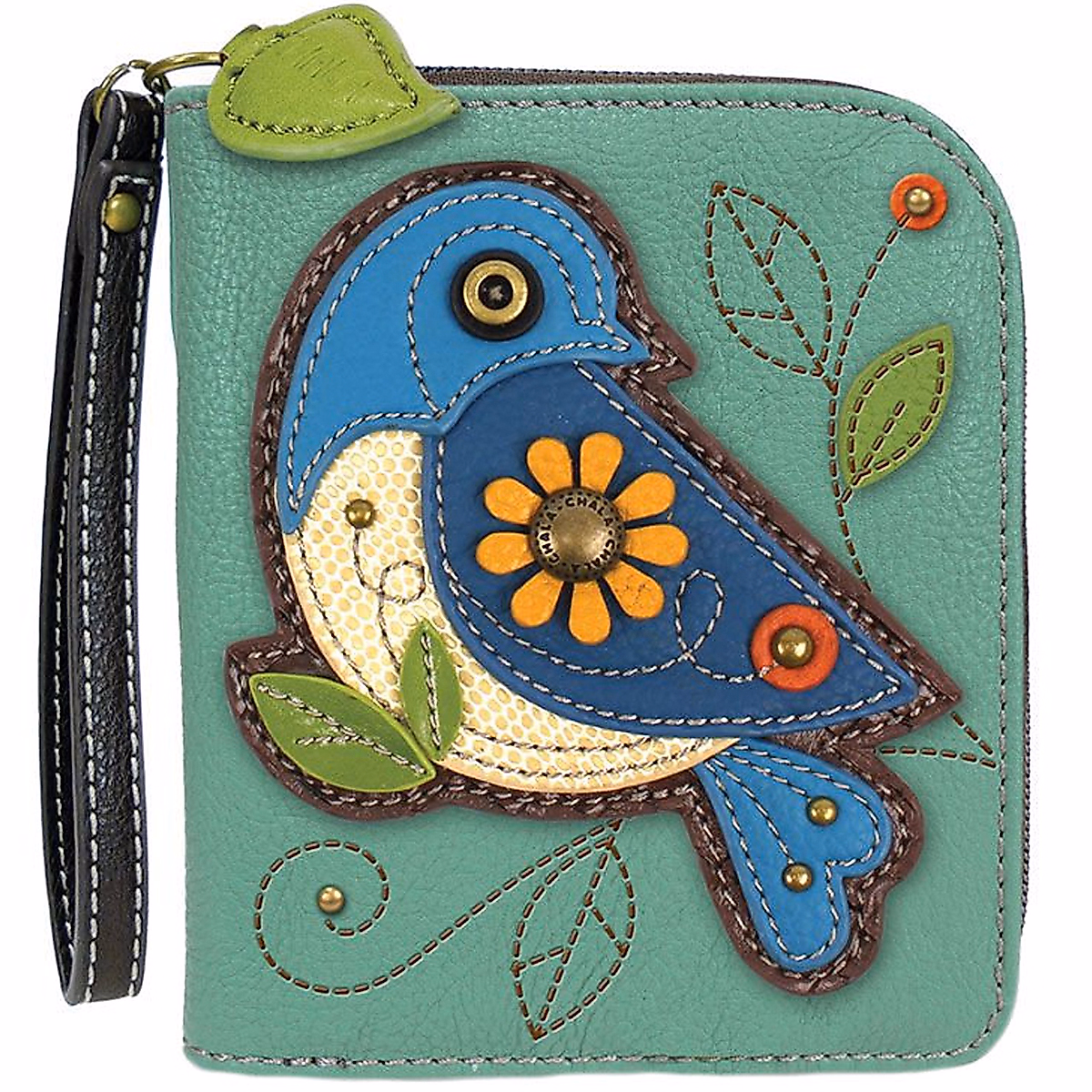 Chala Blue Bird Zip-Around Wristlet Wallet - Bird Lover Gift