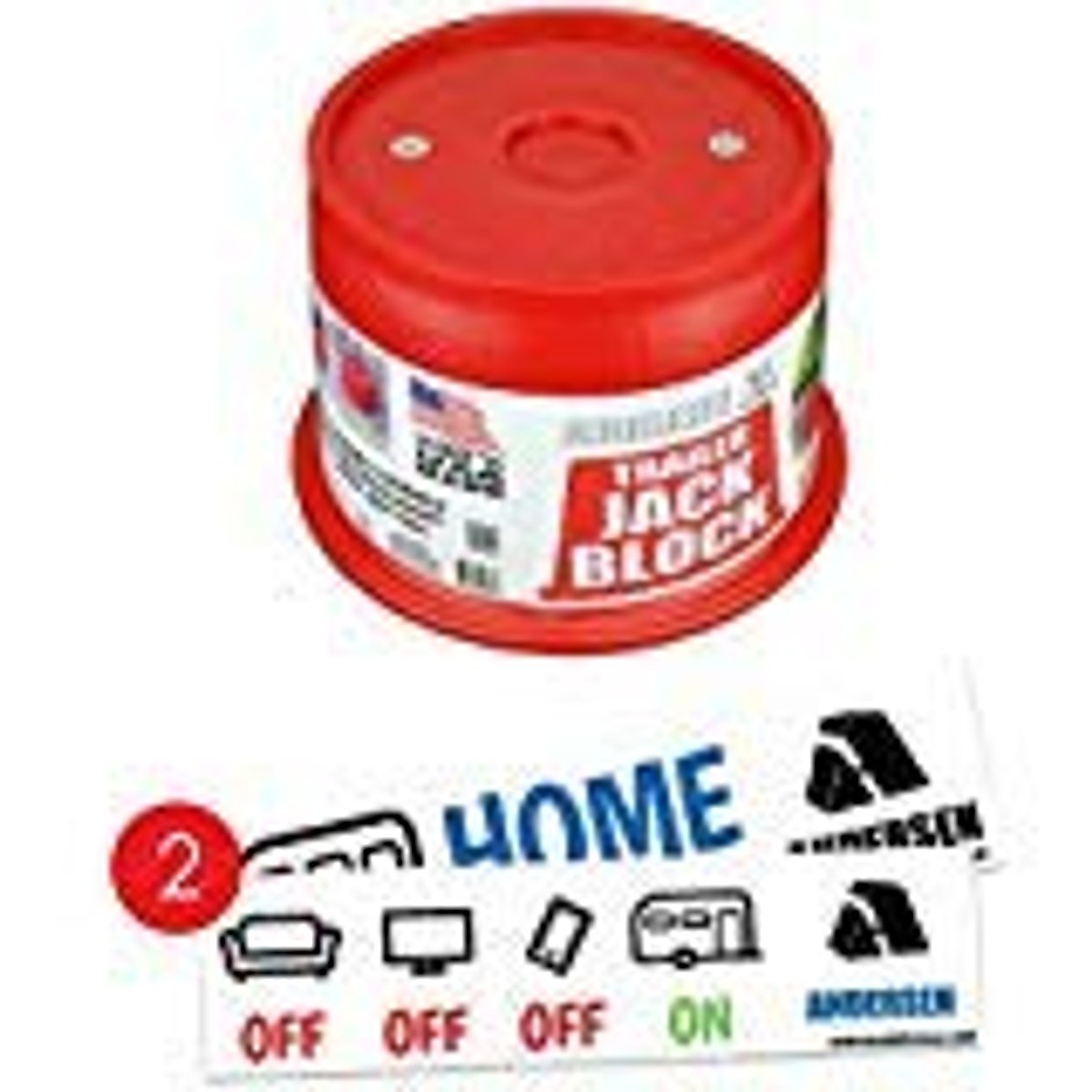 Andersen Hitches 3608 | Trailer Jack Block with Magnets | Camper, RV Jack | Stabilize Your RV, Trailer, Camper - Eliminate Sway | Andersen Bumper Stickers Included