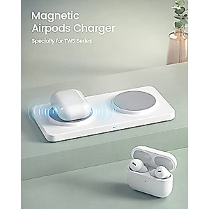 Magnetic Wireless Charging Pad, GEEKERA 2 in 1 Charging Station for Apple, Dual MagSafe Wireless Charger for iPhone 14/13/12 Pro Max/Pro/Plus/Mini, AirPods 3/Pro 2 (ONLY for Apple Products)