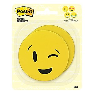 Post-it Printed Notes, 2 Pads/Pack, 30 Sheets/Pad, 2.9 in x 2.9 in, Emoji designs, 4 alternating faces (BC-2030-EMOJI) , Yellow