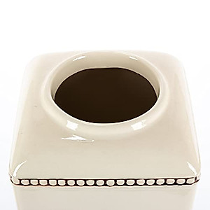 GG Collection Small Cream Ceramic Canister with Metal Base
