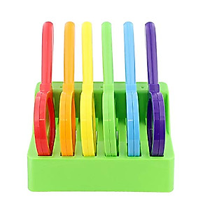 Get Out! Kids Magnifying Glass Set – 6 Pack Large Size Plastic Magnifying Glasses for Kids with Stand