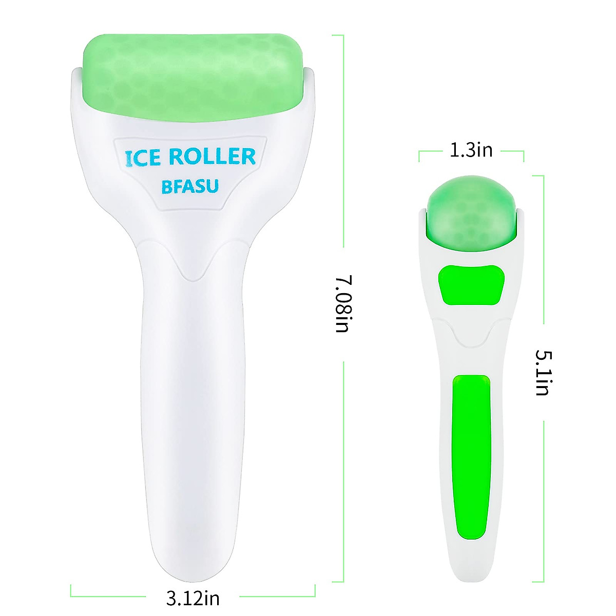 BFASU Ice Roller, Face Roller 2 PCS, Massage Tools with Mini Roller for Eye, Face and Body, Relax and Alleviate Puffiness Fine Lines Minor Pain (Green)