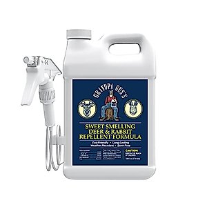 Grandpa Gus's Deer & Rabbit Repellent Spray with Extended Hose; Protects Garden & Yard, Sweet Smelling Formula with Natural Essential Oils, Weather-Resistant Stink-Free Long-Lasting Scent, 128 oz
