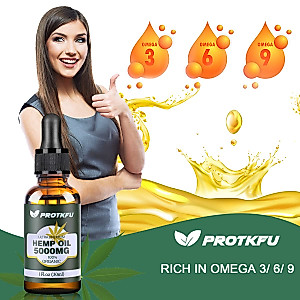 ProTKFU (2Pack Hemp Oil - Omega 3-6-9 Oil Fatty Acids Nutritional Supplement for Immune System Support, Focus, Calm, Relaxation, and Mood Enhancement - Organic, Vegan, Non-GMO