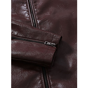 Maiyifu-GJ Men's Stand Collar Faux Leather Jacket Casual Fleece Lined Motorcycle Jackets Lightweight Vintage Outwear Coat (Red,3X-Large)