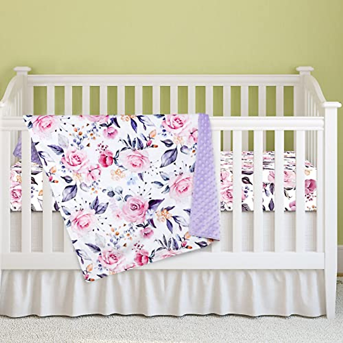 Pea Pod 30'' x 40''Baby Blankets, Super Soft Floral Minky Toddler Newborn Blanket for Boys Girls, Dotted Backing, Double Layer, Crib Receiving Blanket for Nursery/Stroller/Toddler Bed/Baby Carseat