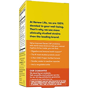 Renew Life Everyday Probiotic Capsules, Daily Supplement Supports Urinary, Digestive and Immune Health, L. Rhamnosus GG, Dairy, Soy and gluten-free, 15 Billion CFU, 60 Count
