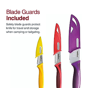 Zyliss 3 Piece Mini Santoku Knife Set with Sheath Covers, Stainless Steel/Pur...