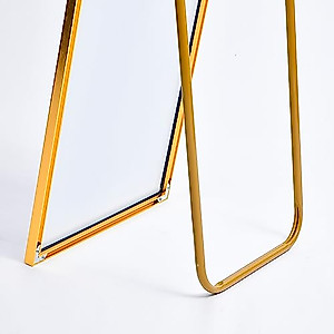 65" x 24" Wall Mounting Full Body Mirror, Full Length Mirror with Stand, Alloy Frame Full-Length Mirror for Living Room, Bedroom (Gold)