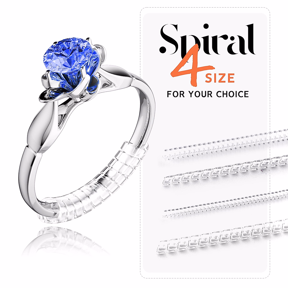 12 Pack Ring Size Adjuster for Loose Rings Invisible Transparent Silicone Guards Clip Noodle Jewelry Tightener Connector Fitter Resizer 4 Sizes Fit Almost Any Ring for Women and Men