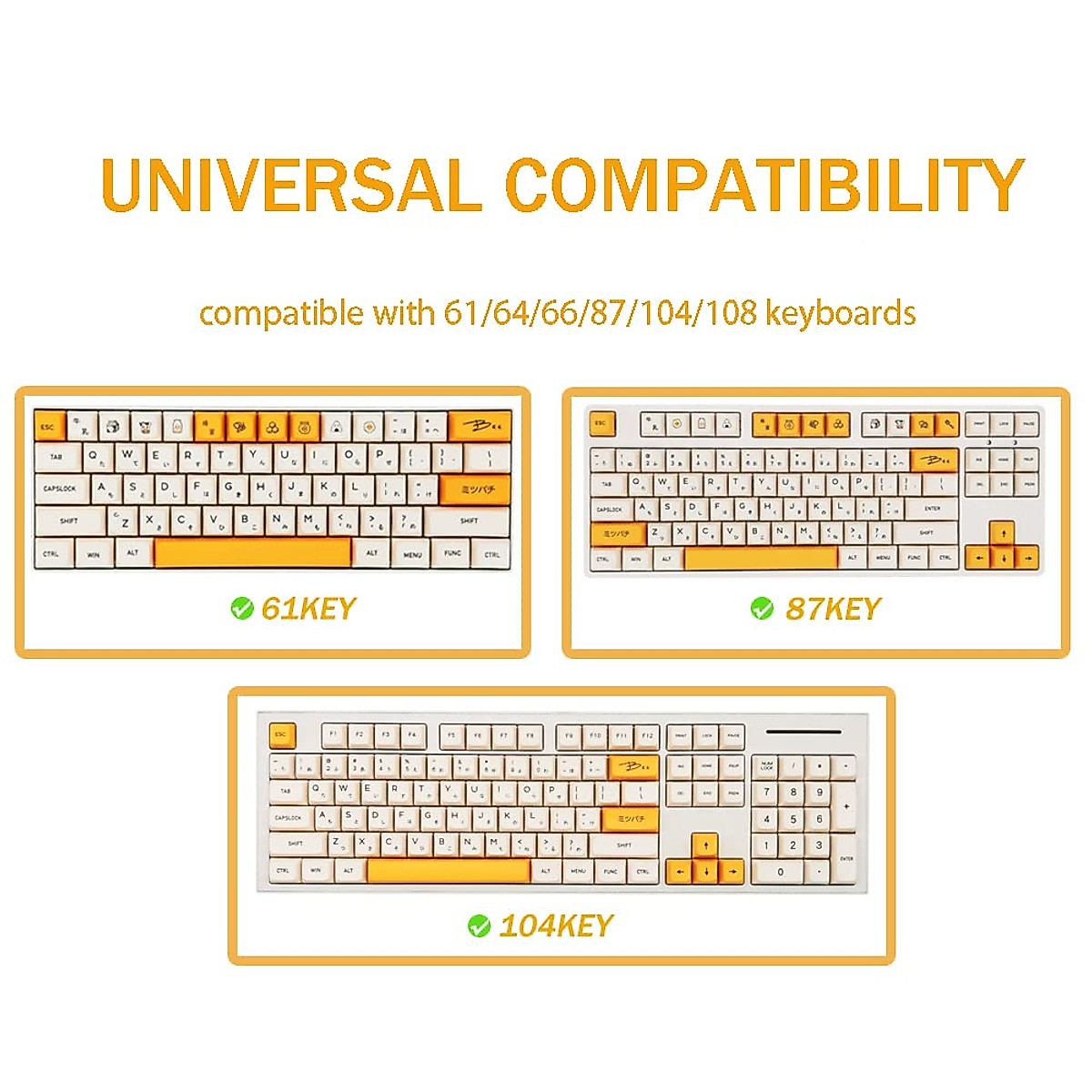 PBT Keycaps 140 Keys XDA Profile Keycaps Dye-Sublimation Japanese Honey Milk Keycap，ANSI Layout Keycap Suitable for Mechanical Gaming Keyboard Gateron Kailh Cherry MX Switches (Keycaps only)
