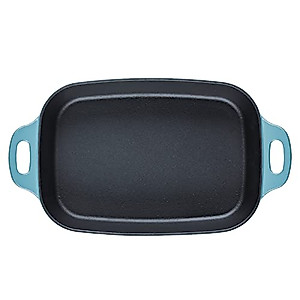 Rachael Ray NITRO Cast Iron Roasting Lasagna Pan/Baking Dish, Roaster/Rectangular, 9 Inch x 13 Inch, Agave Blue