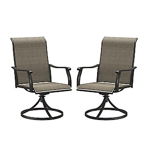 VICLLAX Swivel Patio Chairs Set of 2, High Back Textilene Patio Dining Chairs for Lawn Garden, Black Metal Frame