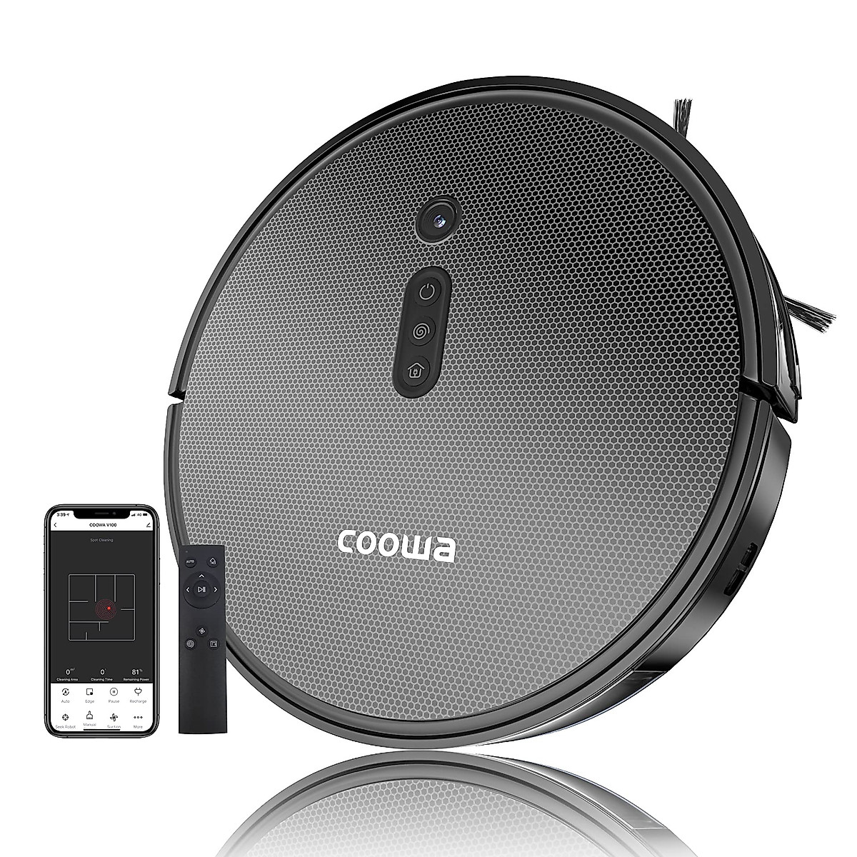 coowa Robot Vacuum RoboV101, Alexa Connected Robot Vacuum Cleaner with Visual Navigation&Smart Mapping, Self-Charging Robotic Vacuums 2000Pa Suction, Boost Intellect Perfect for Carpet, Pet Hair.