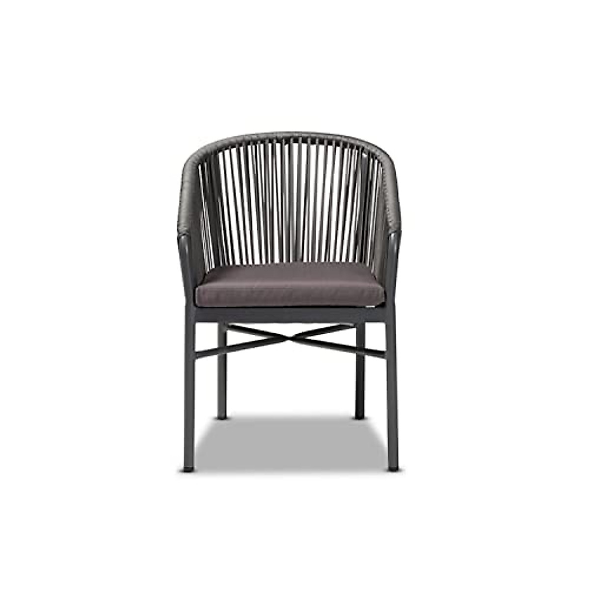 Baxton Studio Marcus Modern and Contemporary Grey Finished Rope and Metal Outdoor Dining Chair
