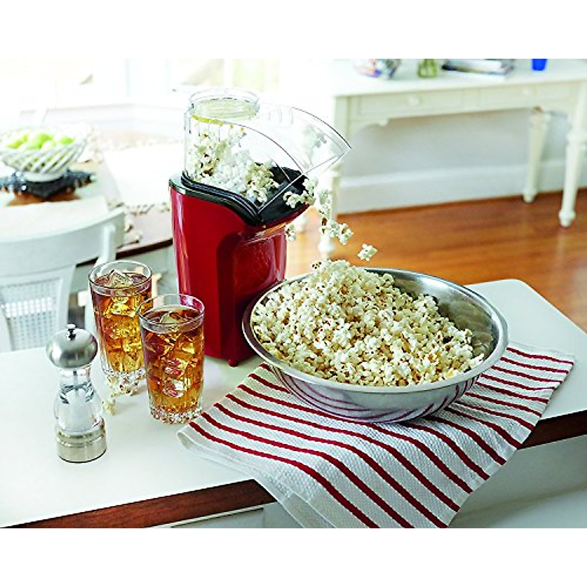 J-JATI Air Pop Popcorn Maker, Makes 12 Cups of Popcorn, Includes Measuring Cup and Removable Lid, Dishwasher-Safe popcorn popper air popcorn maker hot air popcorn maker Popcorn Machine Maker