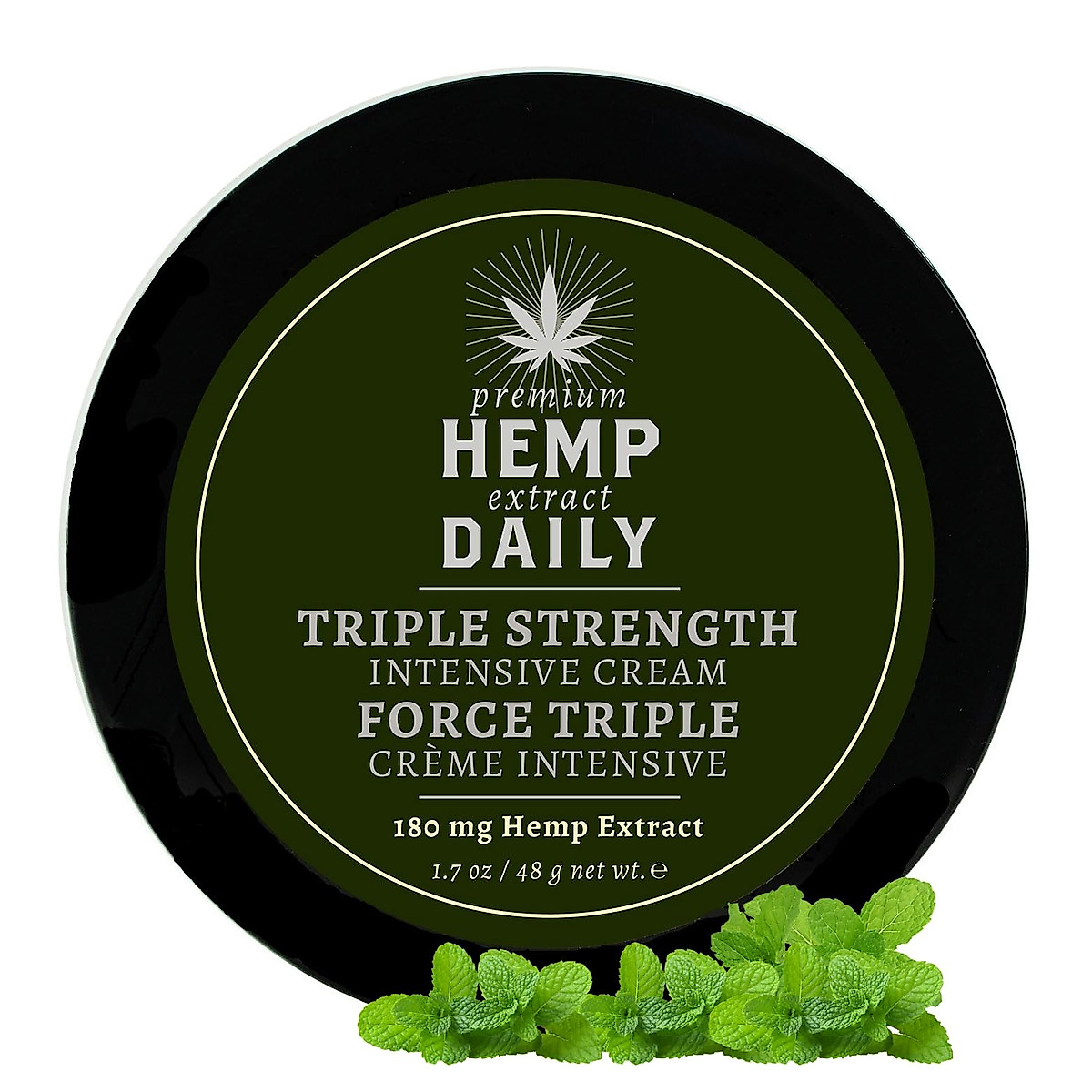 Hemp Daily Triple Strength Intensive Cream | Topical Salve with Essential Oils | Vegan, Organic Ingredients | Classic Mint, 1.70 Ounce | Single