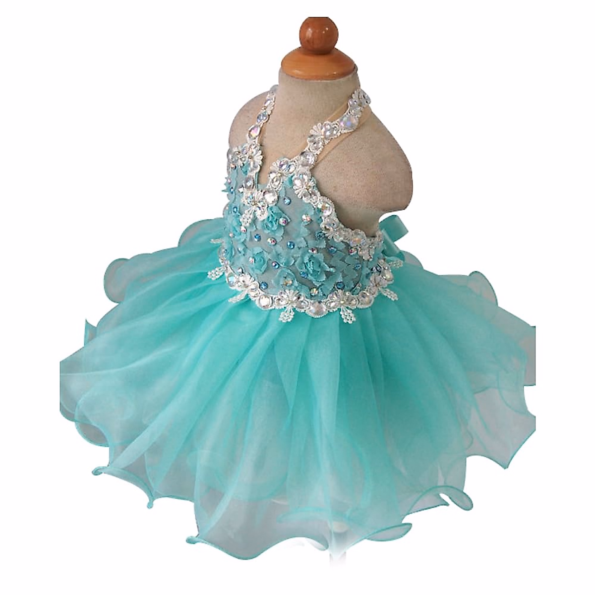 Jenniferwu EB040A Infant Toddler Baby Newborn Little Girl's Pageant Party Birthday Dress Aqua Blue Size 12-18M