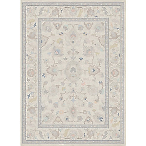 Well Woven Ushak Konya Cream 6' x 9' Area Rug for Large Living Room and Dining Room - Updated Traditional Boho Design, Easy Clean, Floor-Friendly Backing