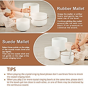 432HZ Set of 3 PCS 8-12 inch Quartz Crystal Singing Bowls 8'' B 10'' E 12'' C With Case Bag