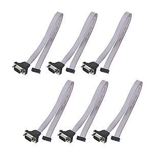 Antrader 12 Inch (30cm) DB9 Serial Male Port Bracket to 10 Pin Motherboard Header Panel Mount RS232 Serial Adapter Cable 6Pcs