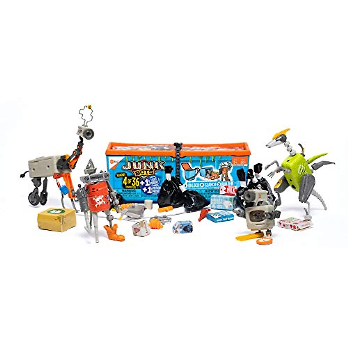 HEXBUG JUNKBOTS - Industrial Dumpster Assortment Kit - Surprise Toys in Every Box LOL with Boys and Girls - Alien Powered Toys for Kids - 50+ Pieces of Action Construction Figures - for Ages 5 and Up