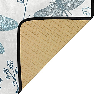 Kitchen Rugs Blue Dragonfly Design Non-Slip Soft Kitchen Mats Bath Rug Runner Doormats Carpet for Home Decor, 39" X 20"