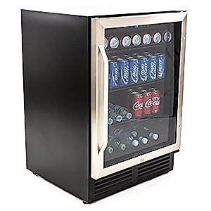 Avanti BCA516SS Beverage Cooler with Digital Temperature Control with Locking Door, Holds Up to 130 Cans and Bottles, 5.0 cu. ft, Black