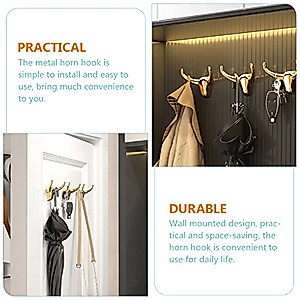DOITOOL 2pcs Duty Home Storage Head Scarf Cabinet Bathroom Robe Door Mounted Hooks Towel Coat Coat, Cow Heavy Design Wall Hat Bag Hangers Bag, Decorative Vintage Nordic Clothes Metal Horn
